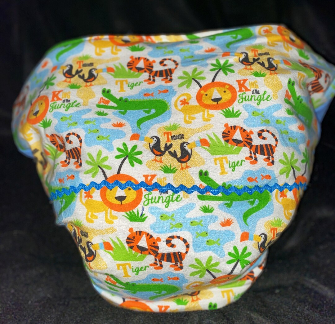 ABDL Waddle Diaper Spread Diaper Nursery Rhymes in Lions and Tigers in ...