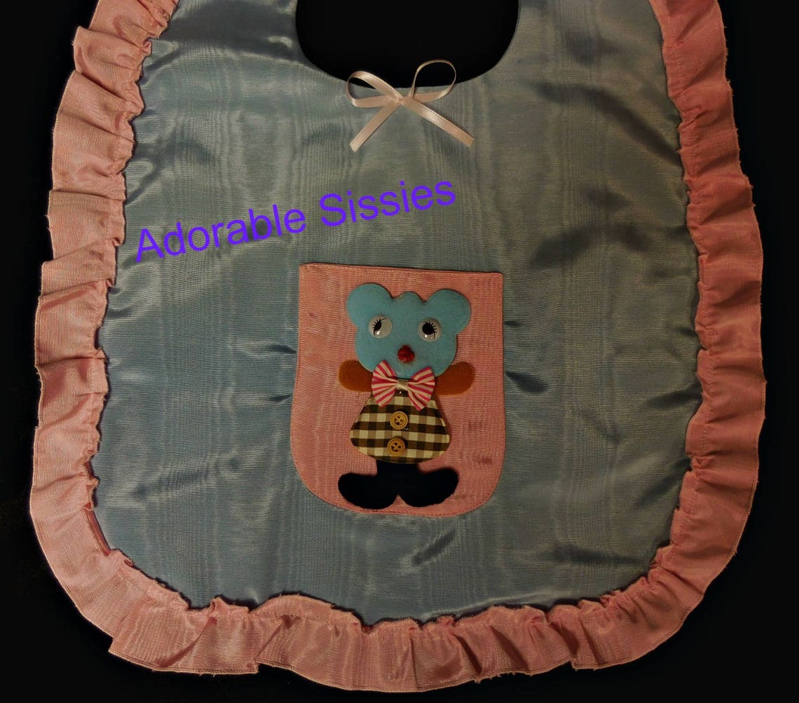 Adult Bib for Adult Baby Made of Fancy Moire Taffeta for Abdl - Etsy