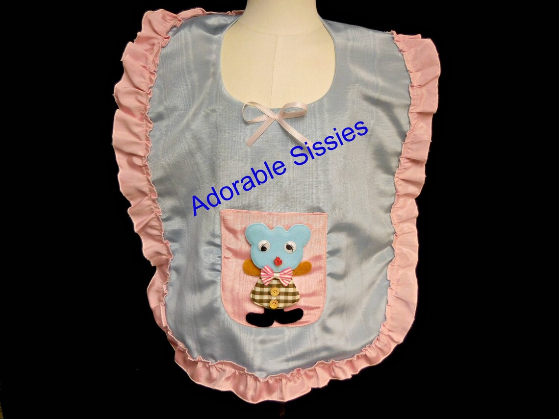 Adult Bib for Adult Baby Made of Fancy Moire Taffeta for Abdl - Etsy