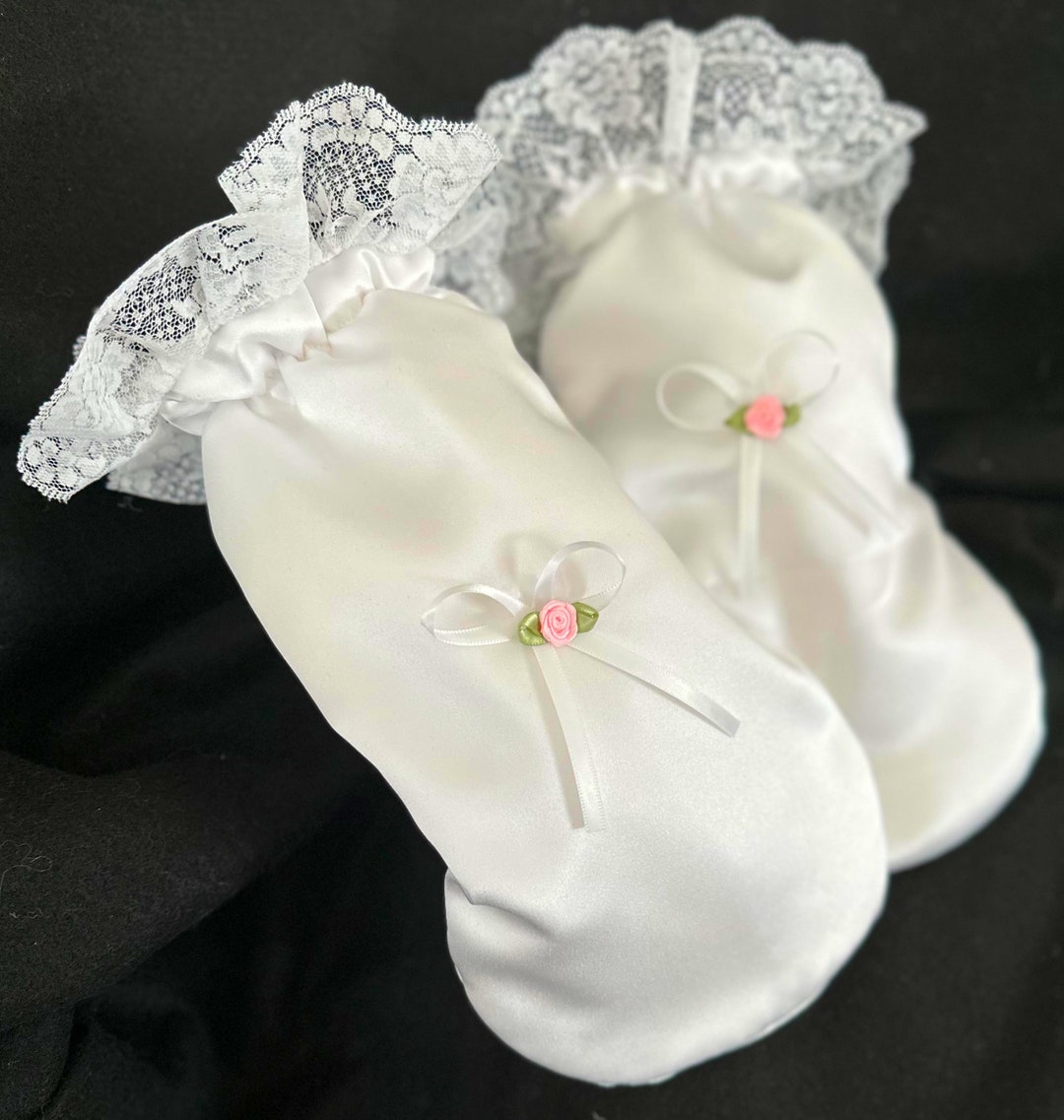 ABDL Satin Mittens Lined in Satin Adorned in Lace and Ribbon for Adult ...