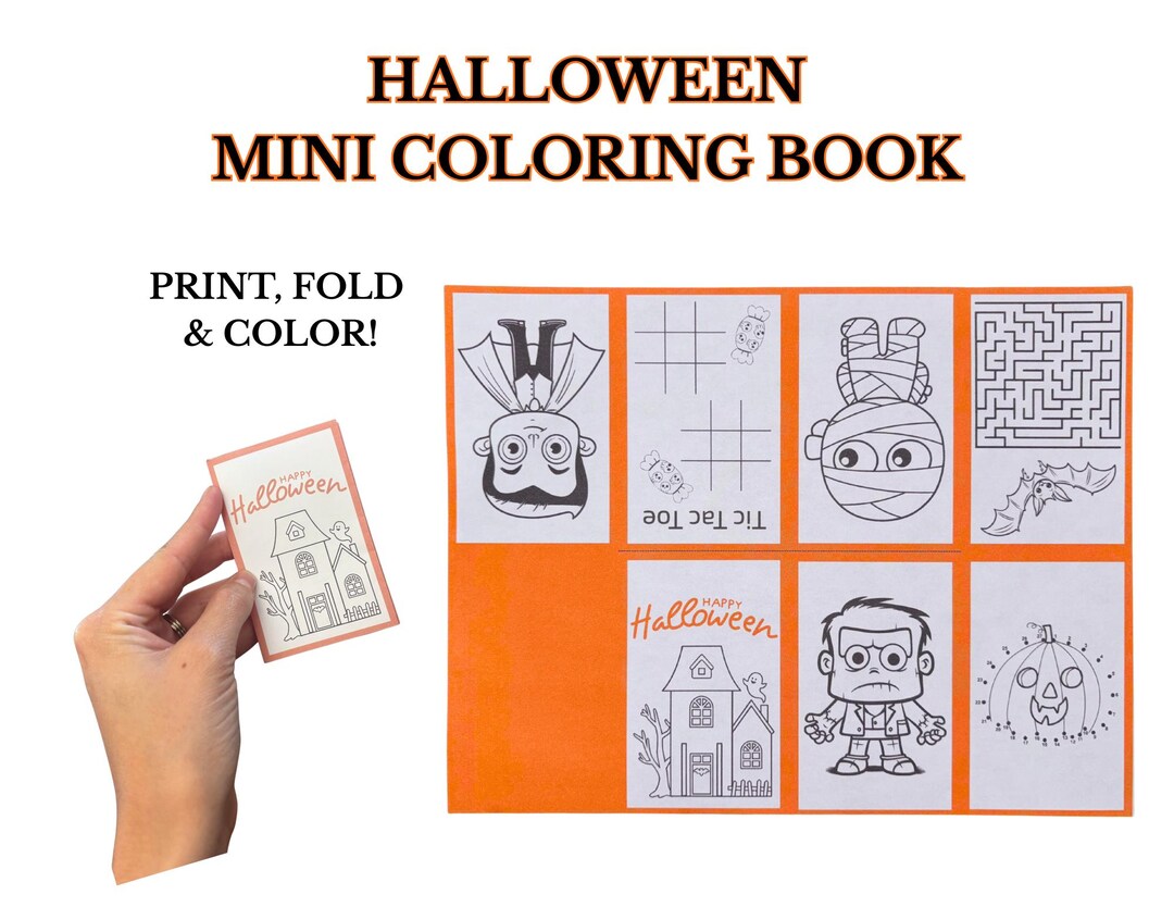 Halloween Mini Coloring Book PDF / Kids Party Favor, Trick or Treat ...