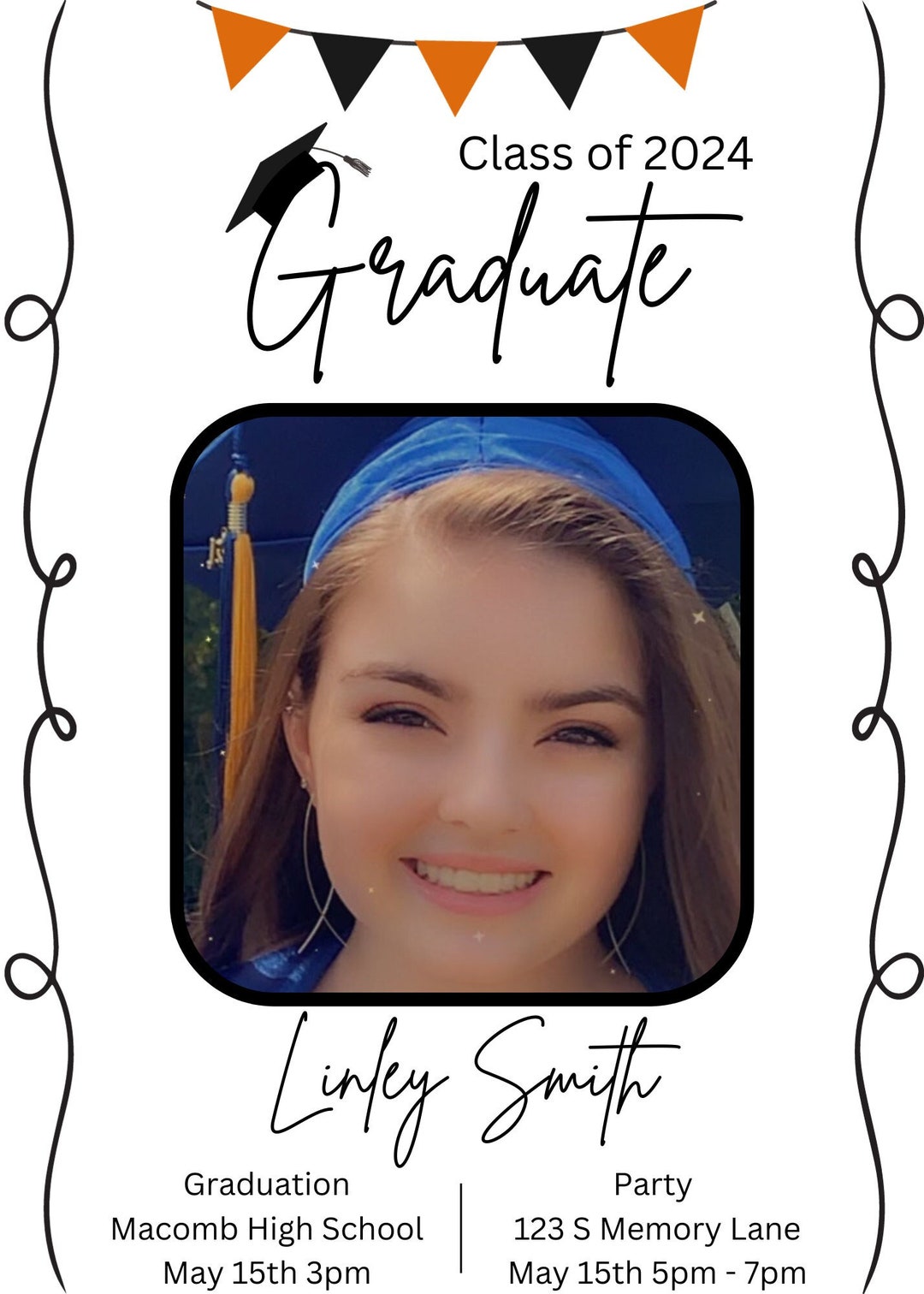 Editable 5x7 College/high School Graduation Invitation Template - Etsy