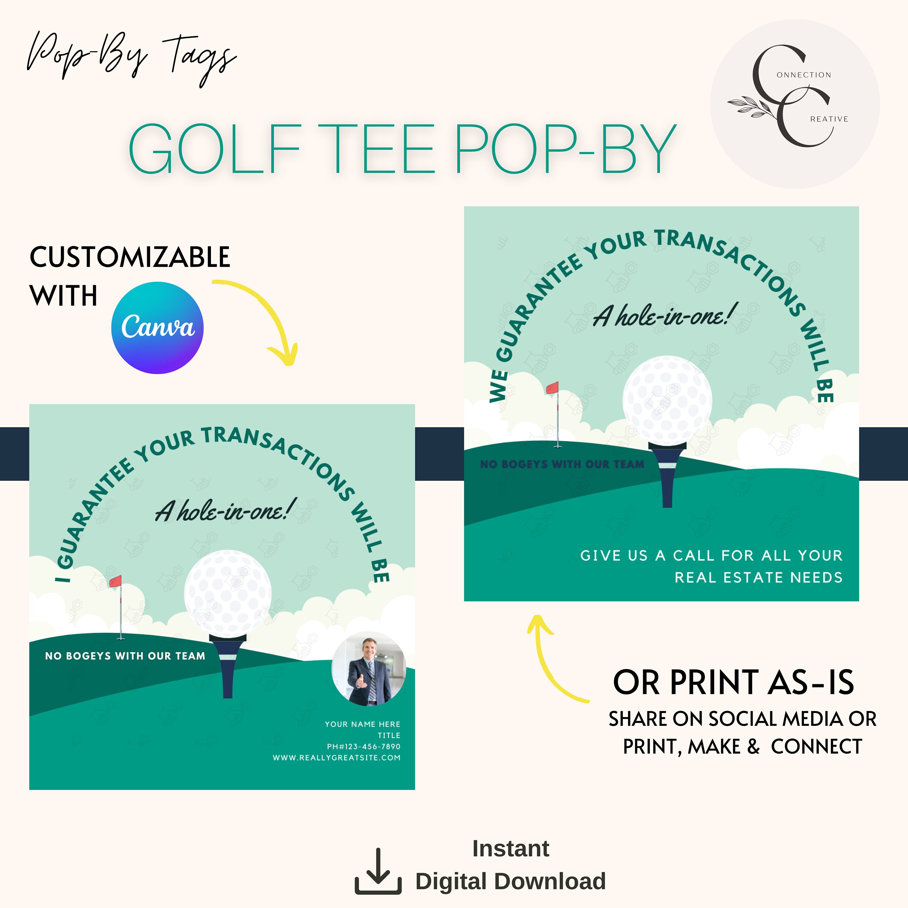 Pop Bys, Golf Theme, Tees Pop by Real Estate Marketing, Editable Tags ...