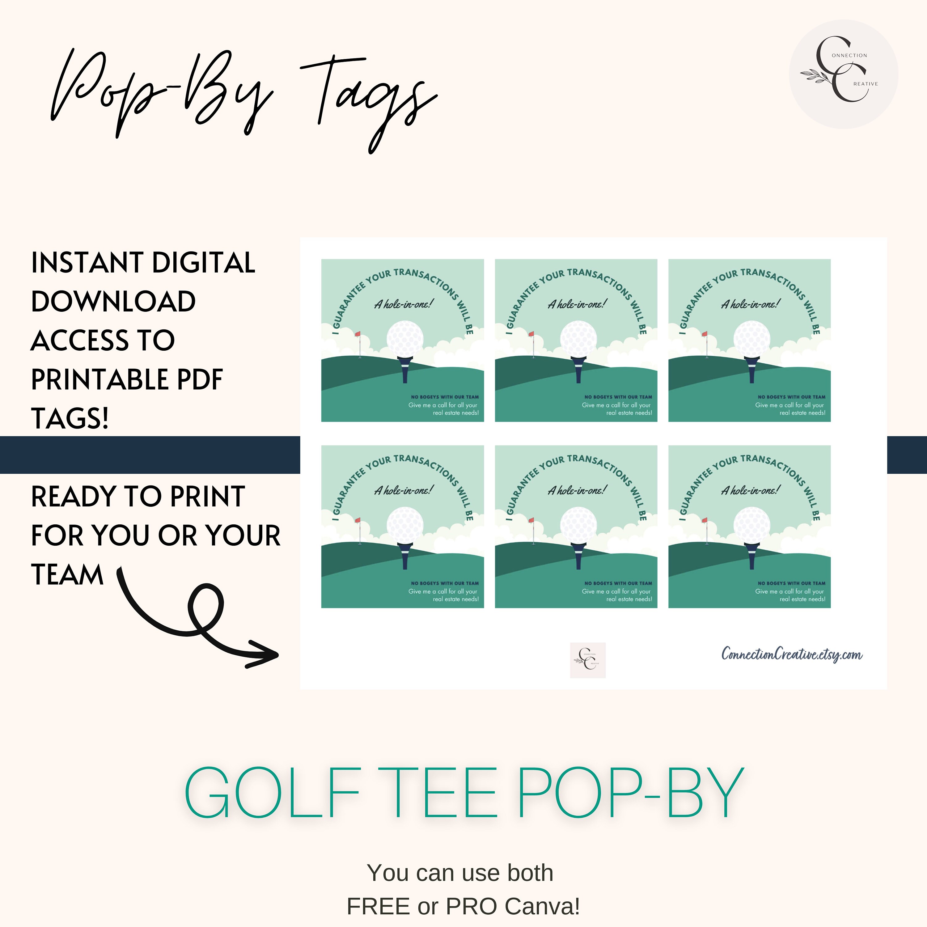 Pop Bys, Golf Theme, Tees Pop by Real Estate Marketing, Editable Tags ...