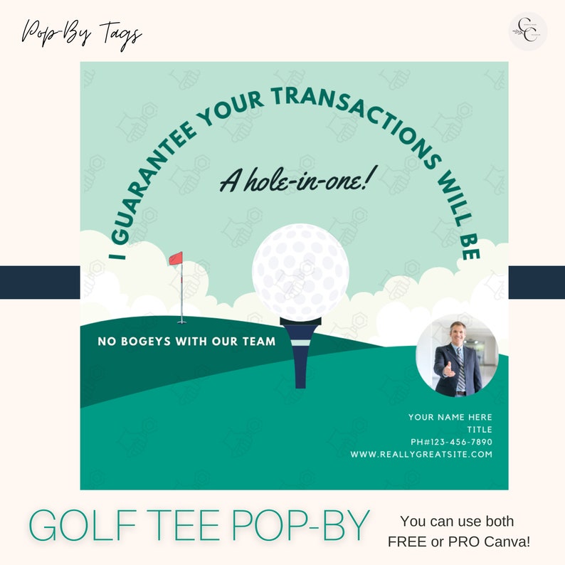 Pop Bys, Golf Theme, Tees Pop by Real Estate Marketing, Editable Tags ...