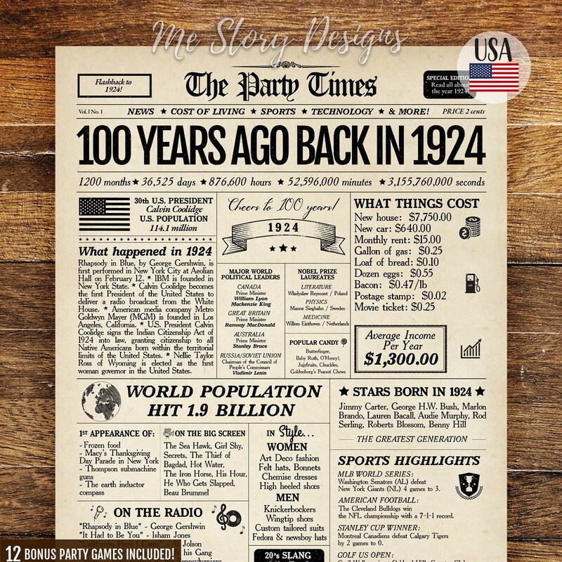 100th Birthday Newspaper - Etsy