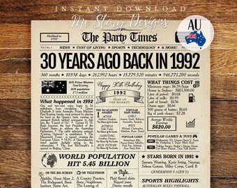 1992 Birthday Poster | Etsy