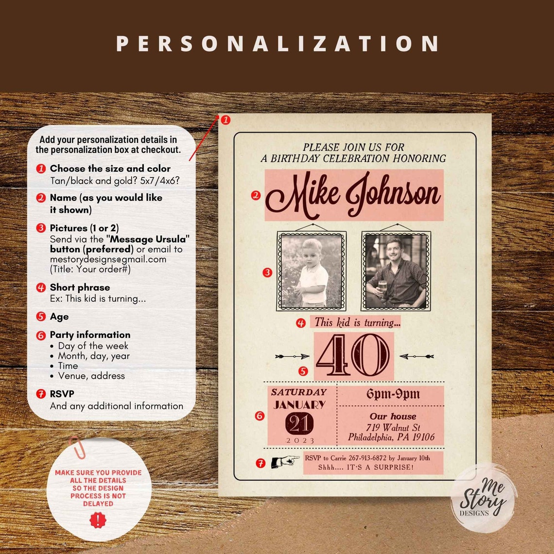 Birthday Invitation With Two Pictures 2 Pictures - Etsy