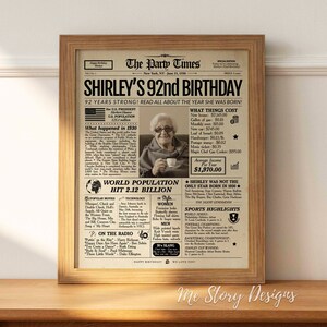 92nd Birthday Gift for Grandma or Grandpa 92nd Birthday - Etsy
