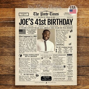 41st Birthday Newspaper Poster Sign, Back in 1983, 41st Birthday Gift ...