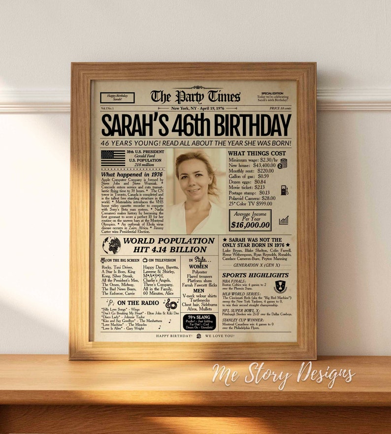 46th Birthday Newspaper Poster 46th Birthday Gift for Men of | Etsy