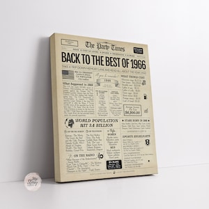 Back in 1966 Newspaper Sign, 59th Birthday Gift, 59th Anniversary, Back ...