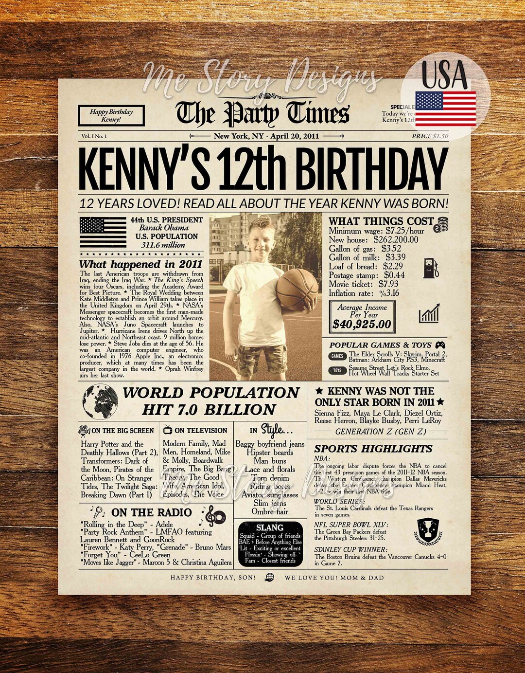 12th Birthday Newspaper Sign 12th Birthday Gift for Boys and - Etsy