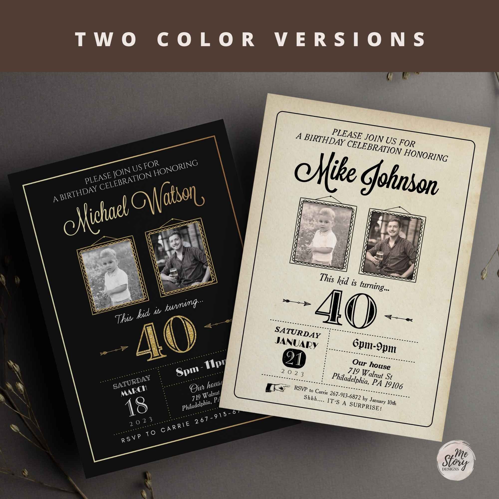 Birthday Invitation With Two Pictures 2 Pictures - Etsy