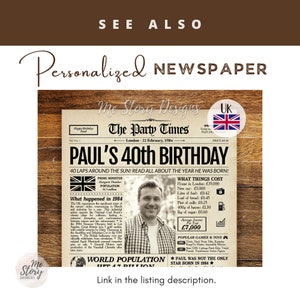 Back in 1984 UK 40th Birthday Gift for Women or Men, 1984 Newspaper ...