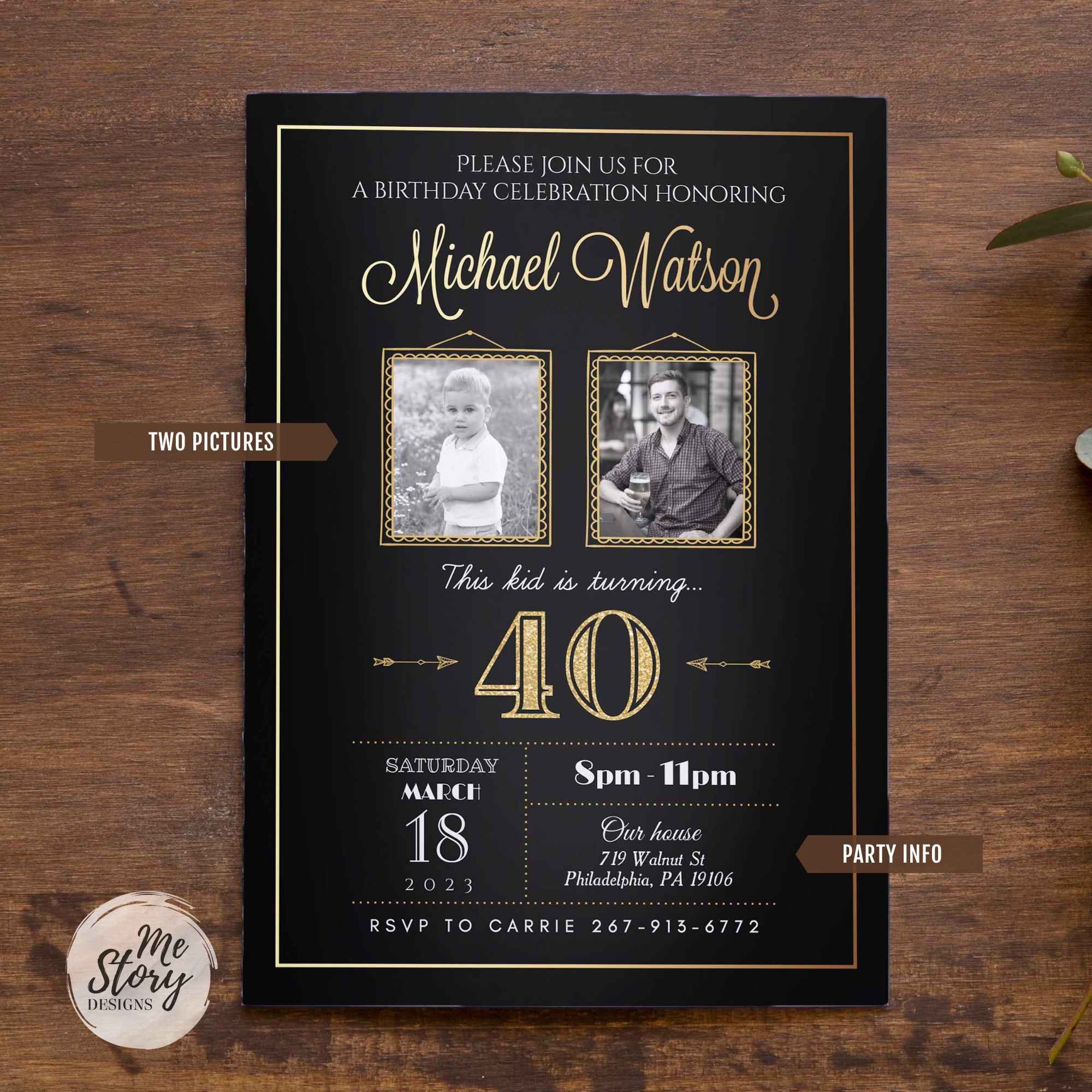 Birthday Invitation With Two Pictures 2 Pictures - Etsy