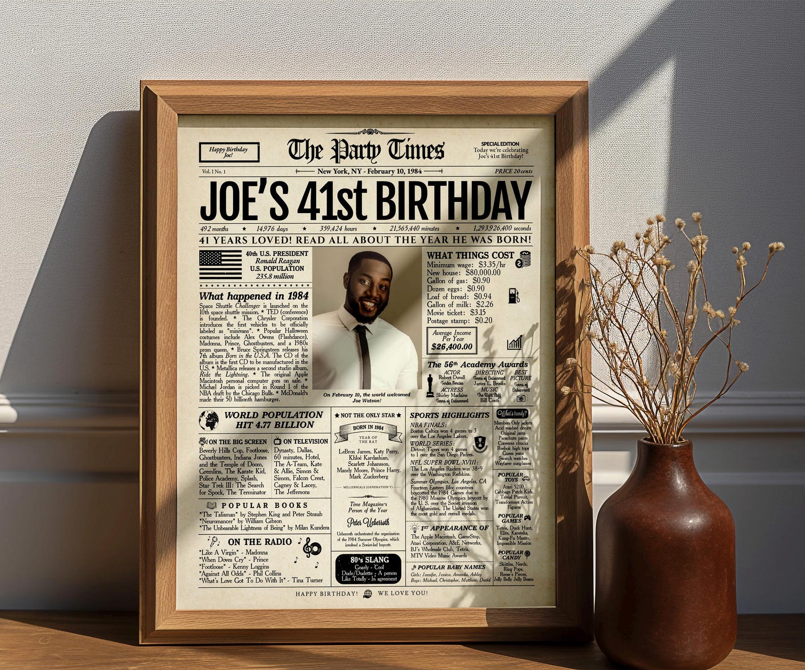 41st Birthday Newspaper Poster Sign | Back in 1984 | 41st Birthday Gift ...