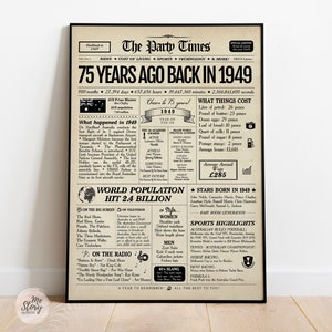 AU 75th Birthday NEWSPAPER Poster Back in 1949 Australia, 75th ...