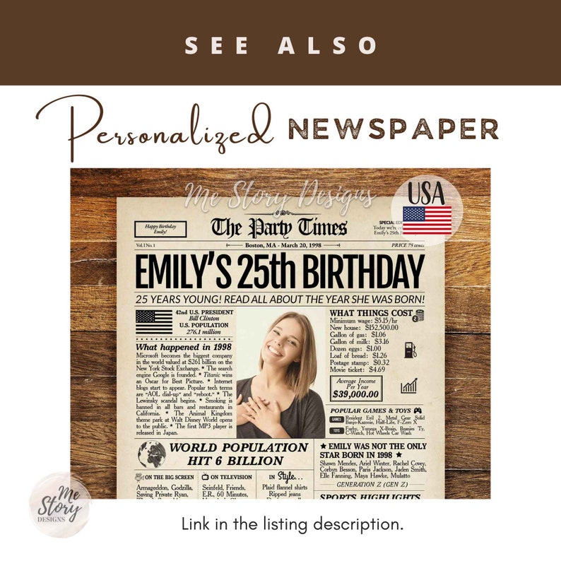 Back in 1998 25th Birthday Newspaper Sign 1998 Birthday - Etsy Canada