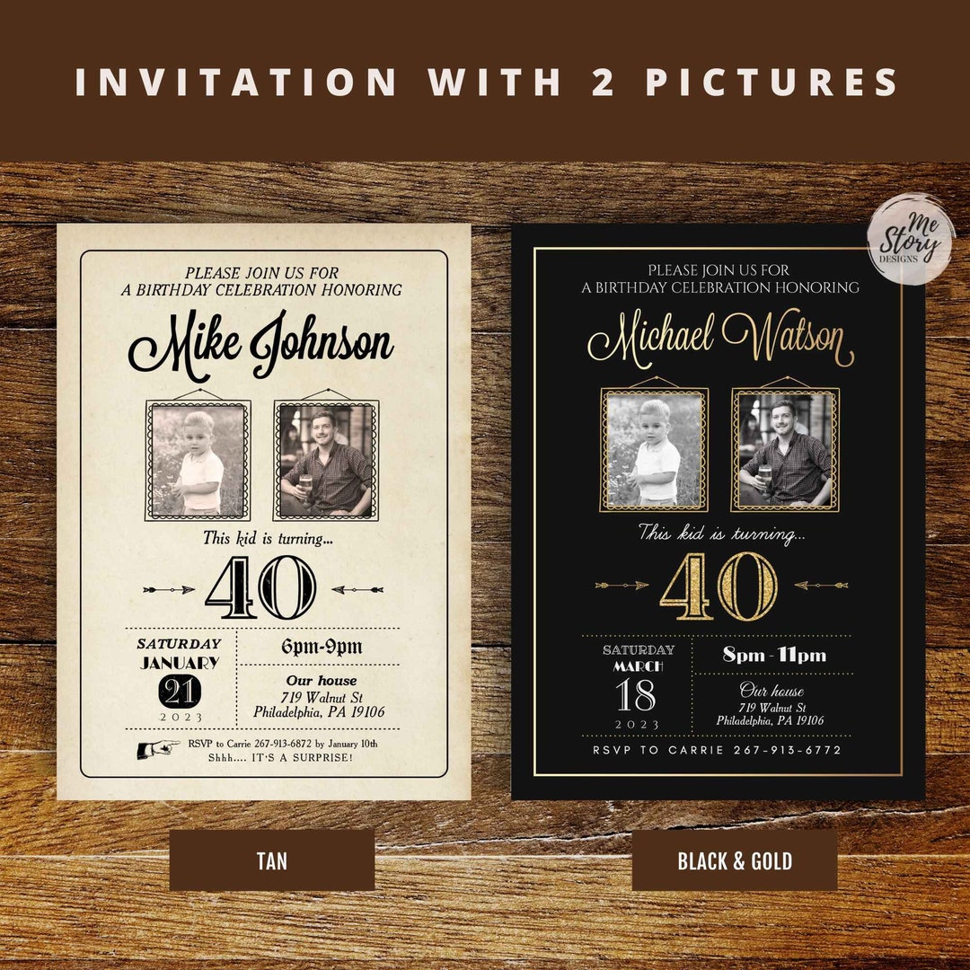 Birthday Invitation With Two Pictures 2 Pictures Personalized ...