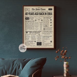 Back in 1984 UK 40th Birthday Gift for Women or Men, 1984 Newspaper ...