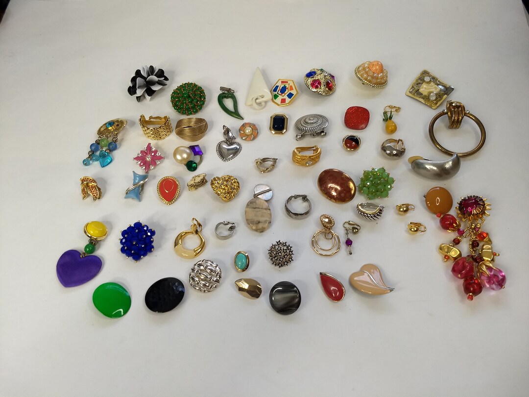 Costume Single Clip on Earrings Jewelry Mixed Lot Upcycle Crafting DIY Repair - Etsy