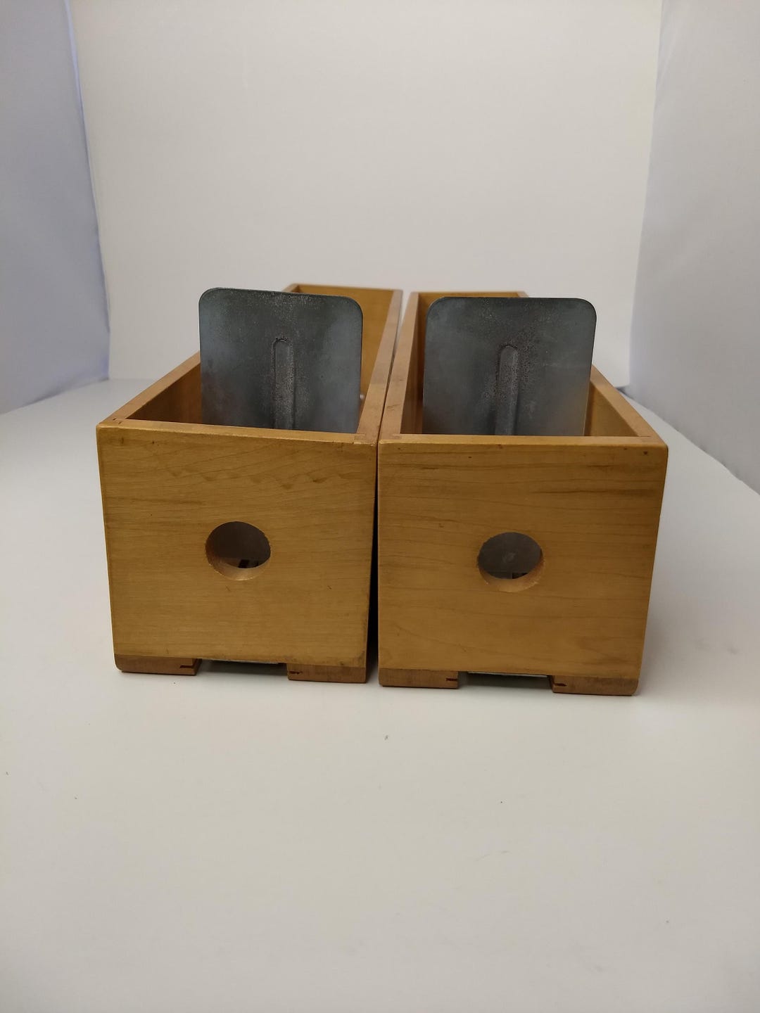 Adjustable Filing Drawer Wooden Library Card File Boxes Lot Set 2 Long ...
