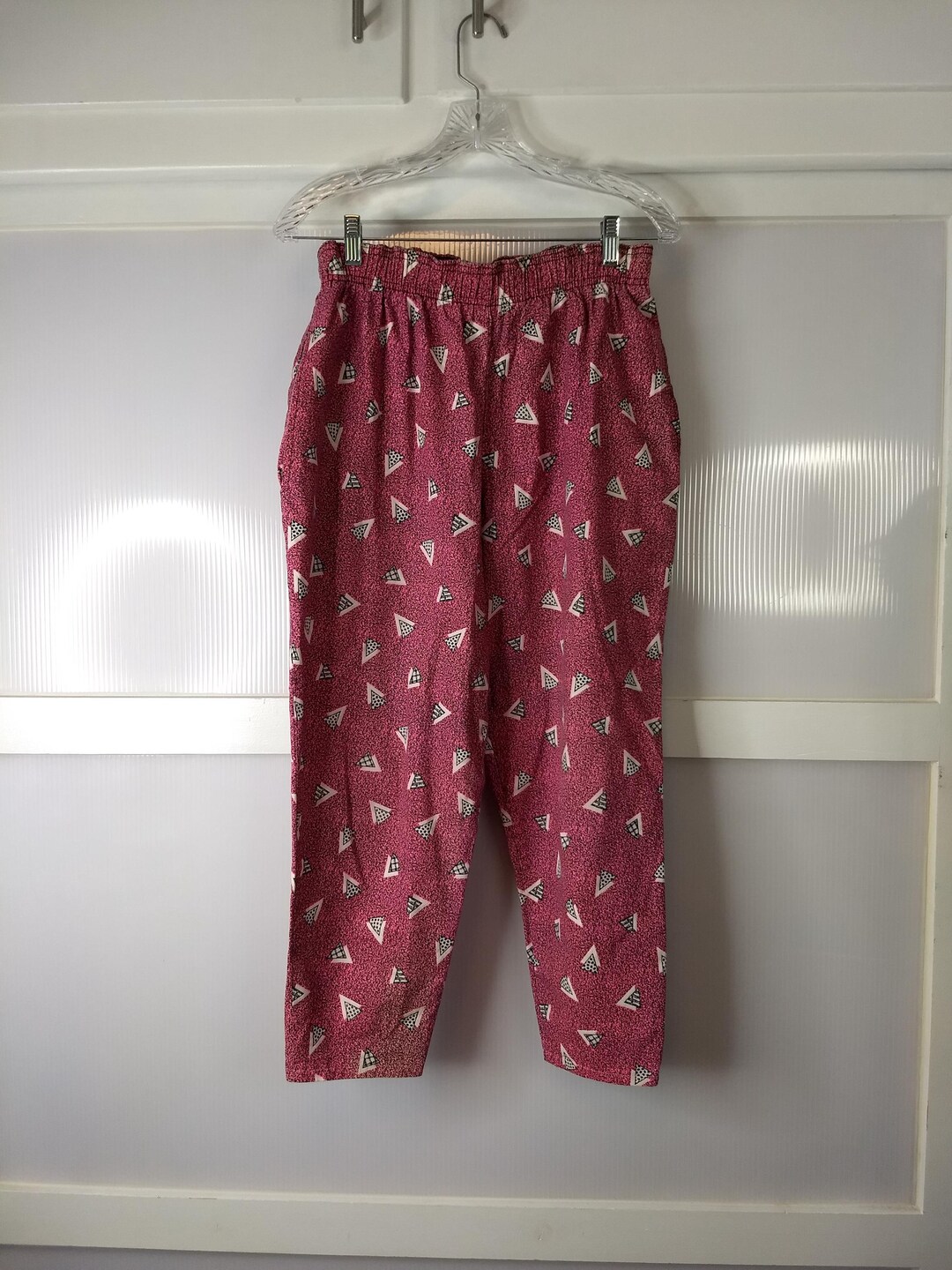 KOS USA Vintage Suri Pant Pink Graphic Print Pants Size Small Casual ...