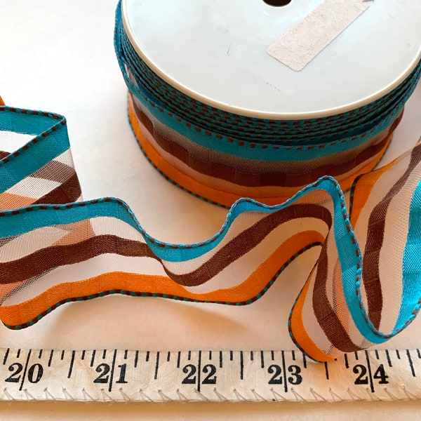 Turquoise and Orange Ribbon - Etsy