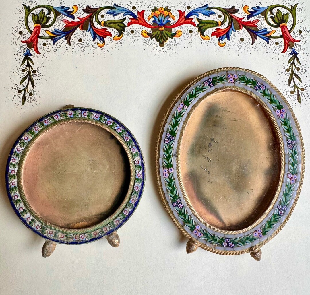 Italian Frame Antique Micro Mosaic / Mille Fleur Italian Easel Back ...