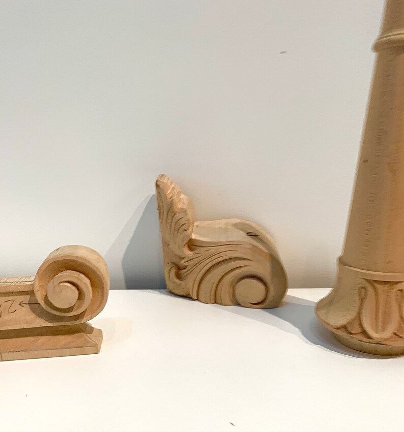 3 Hand Carved and Fluted Wood Pieces for Furniture, Home Decor ...
