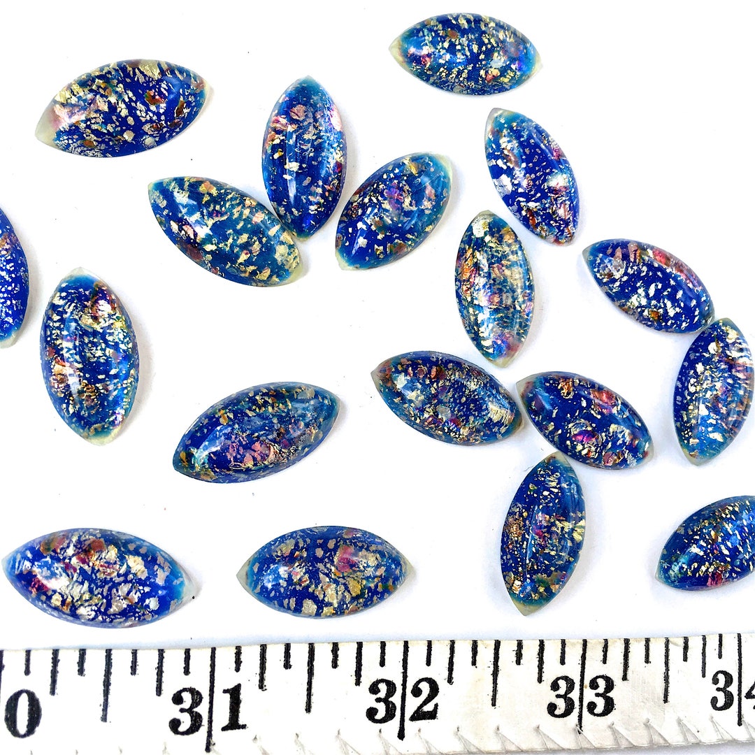 18 Pc. BLUE MATRIX Vintage Glass Stone Navettes-japanese Jewel Stones ...