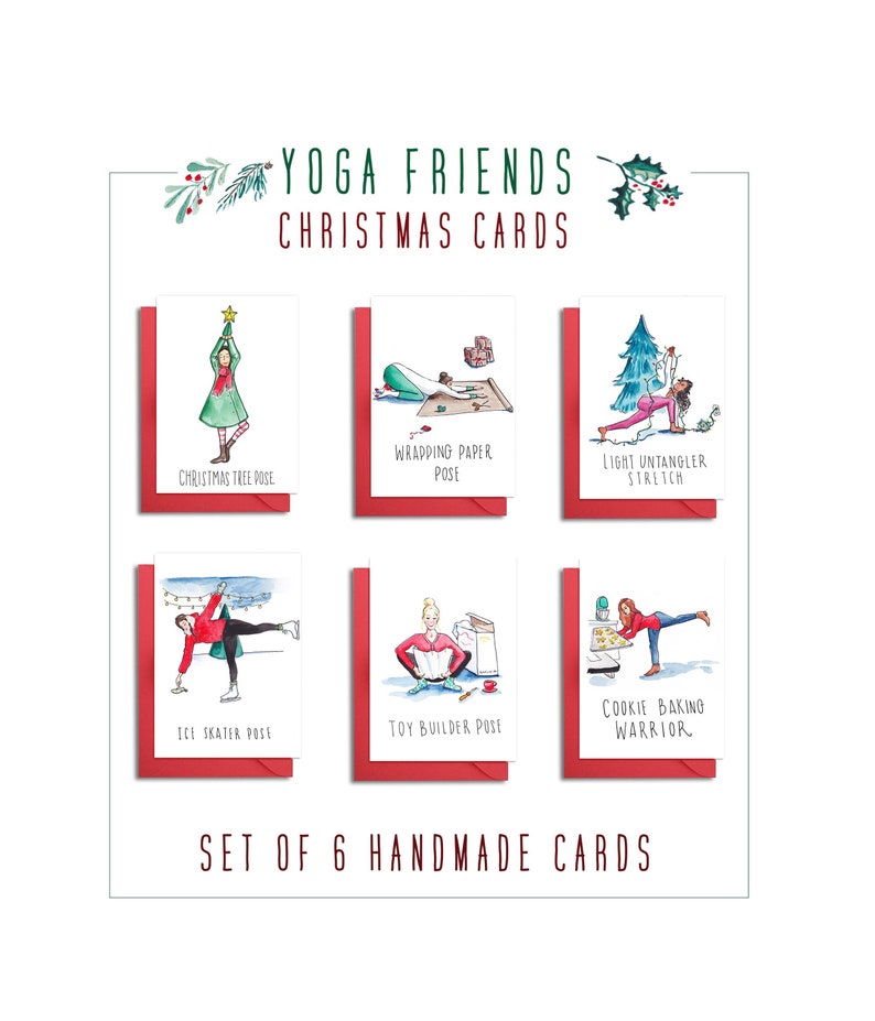 Yoga Themed Christmas Cards Set of 6 Christmas Cards - Etsy