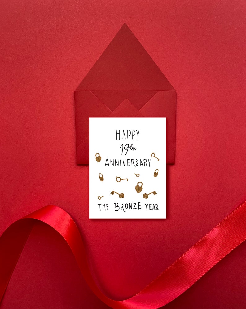 19th Wedding Anniversary Card Bronze Year Anniversary Gift Husband 19th ...