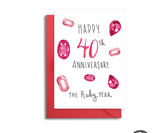 40th Anniversary Card, Ruby Anniversary, 40th Wedding Anniversary Card ...