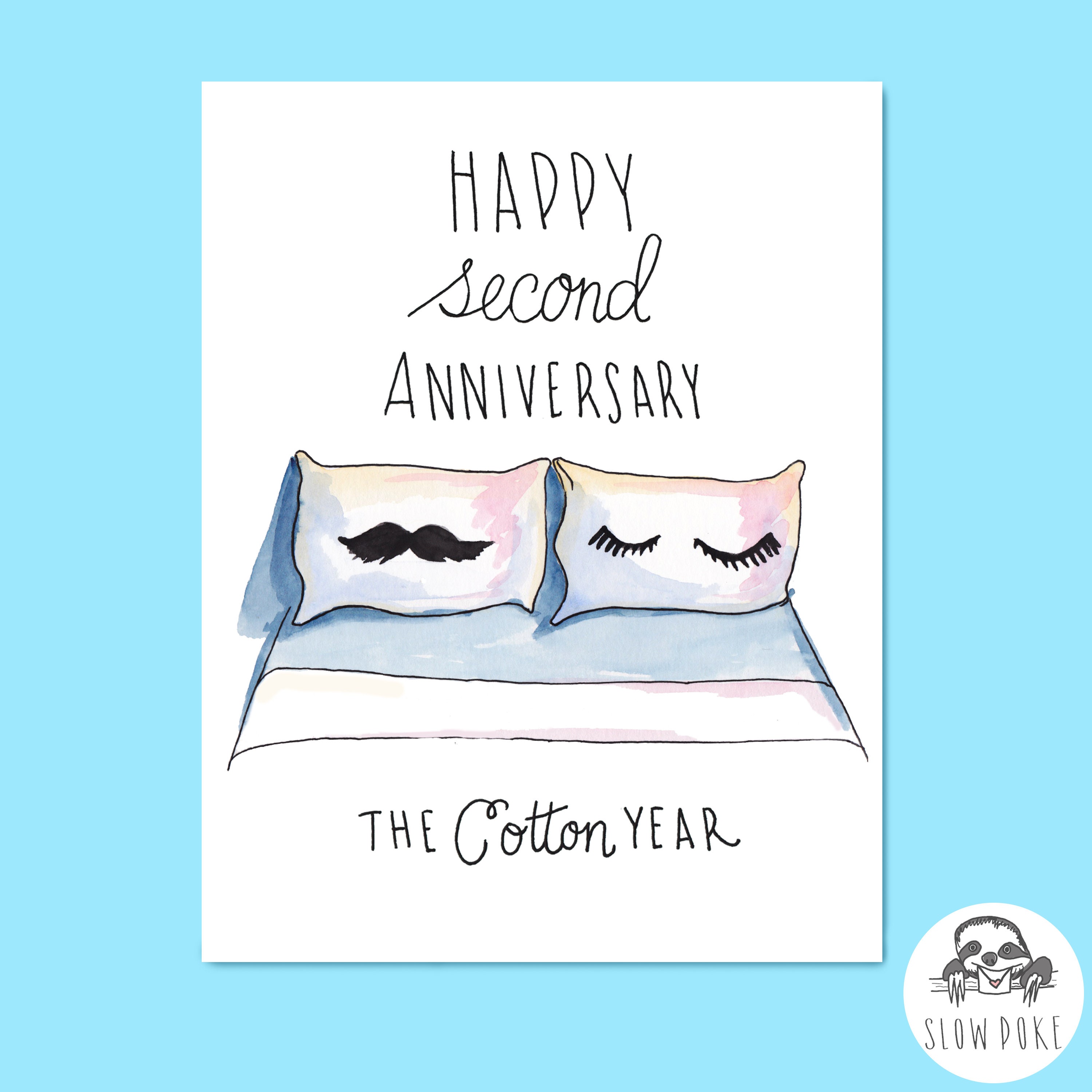 Second Wedding Anniversary Card Cotton Year Anniversary | Etsy