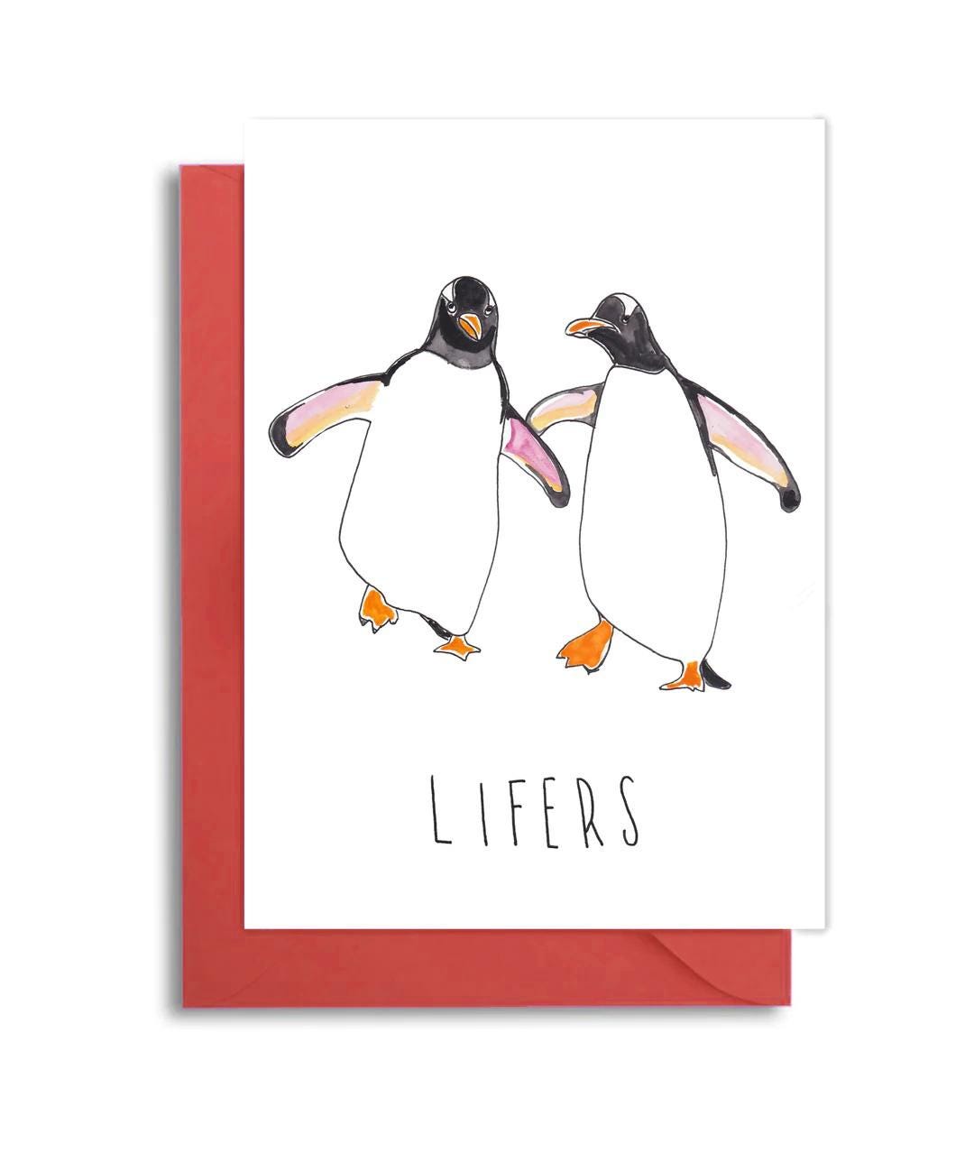 Penguin Lifers Card Penguin Birthday Card for Her Penguin Anniversary ...