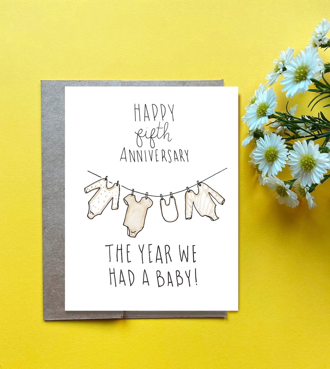 5th Wedding Anniversary Card, the Year We Had a Baby, Celebrating Our ...