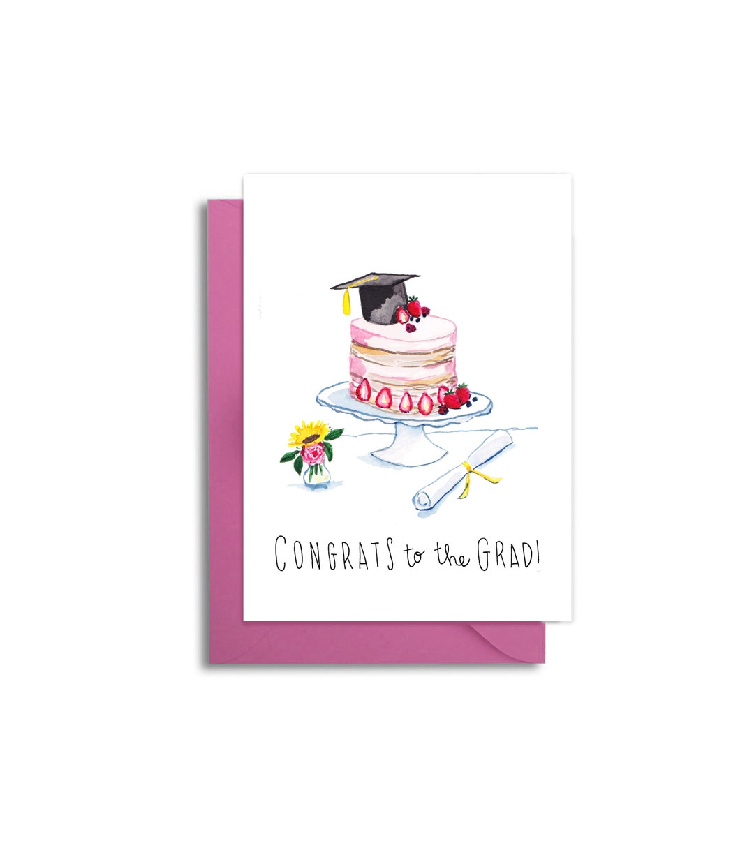 Graduation Card, Graduation Cake Themed Card, Congrats to the Grad Card ...
