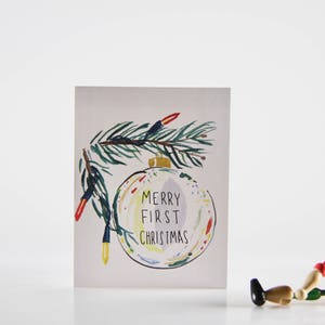 Merry First Christmas Card, Ornament Card, Christmas Ornament Card ...