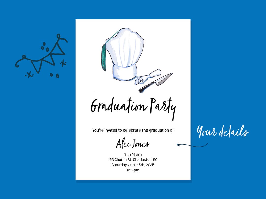 Chef Graduation Invite, Digital Download Invitation, CIA Chef ...
