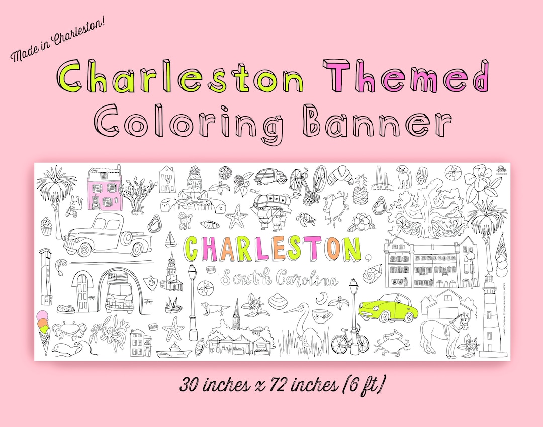 Charleston Themed Coloring Banner, Giant Coloring Page, Party Table ...