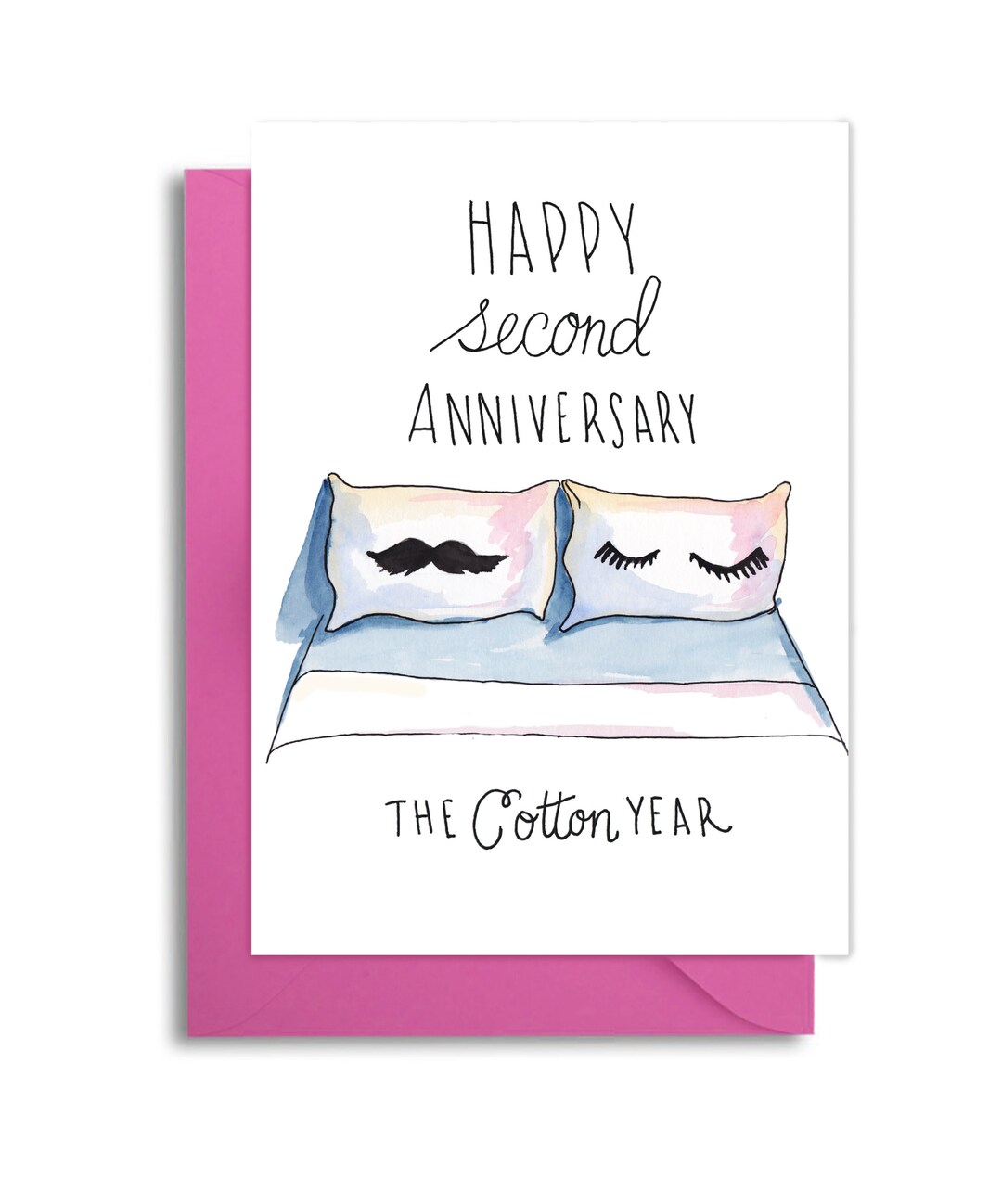 Second Wedding Anniversary Card, Cotton Year Anniversary, Husband and ...