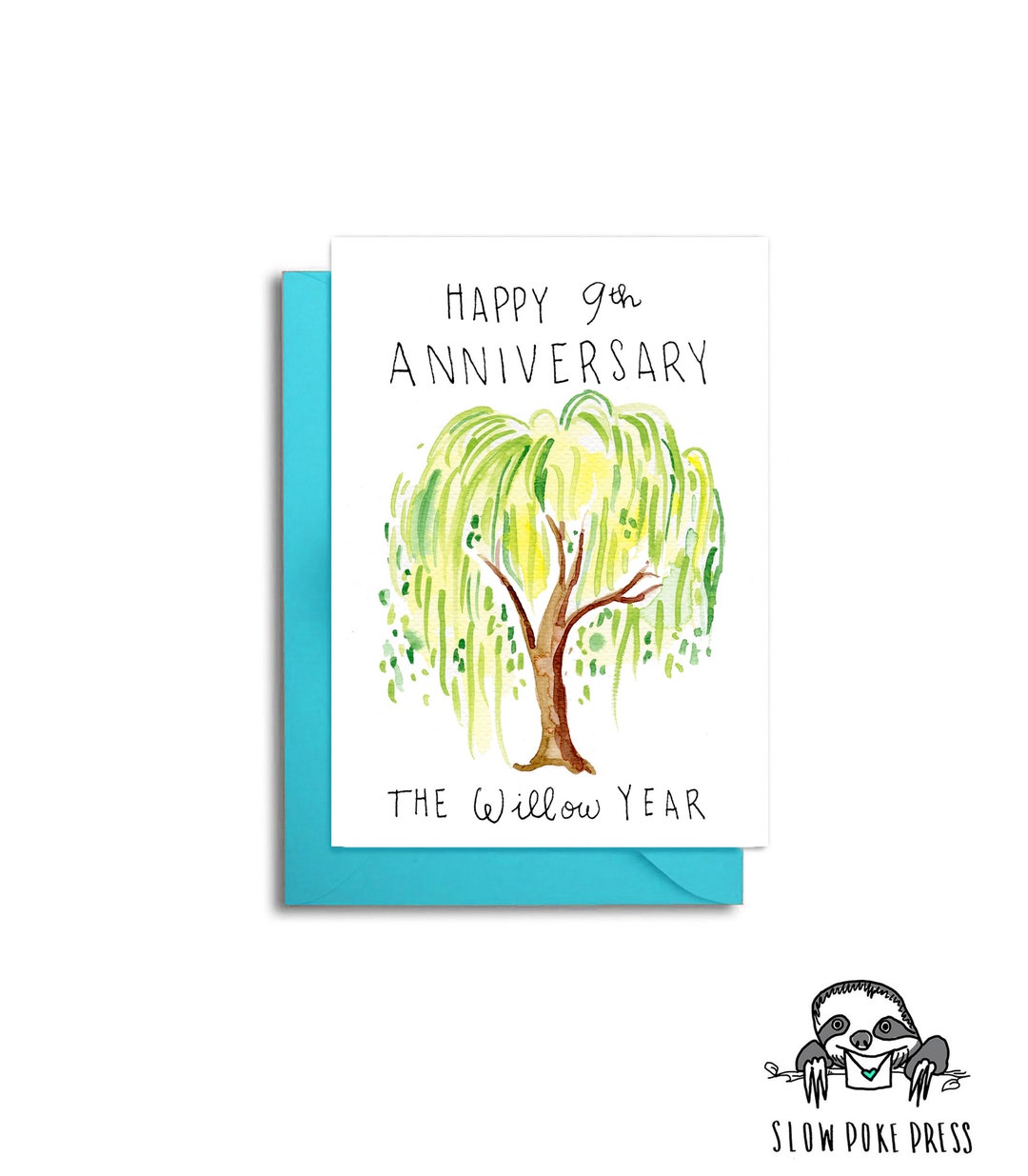 Ninth Wedding Anniversary Card, 9 Years Anniversary, Willow Anniversary ...