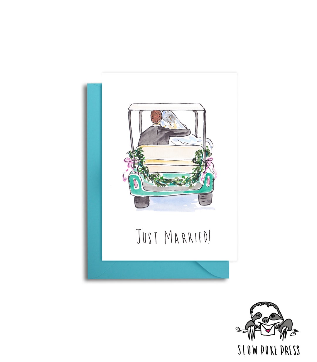 Wedding Getaway Golf Cart, Just Married Card, Funny Wedding Card ...