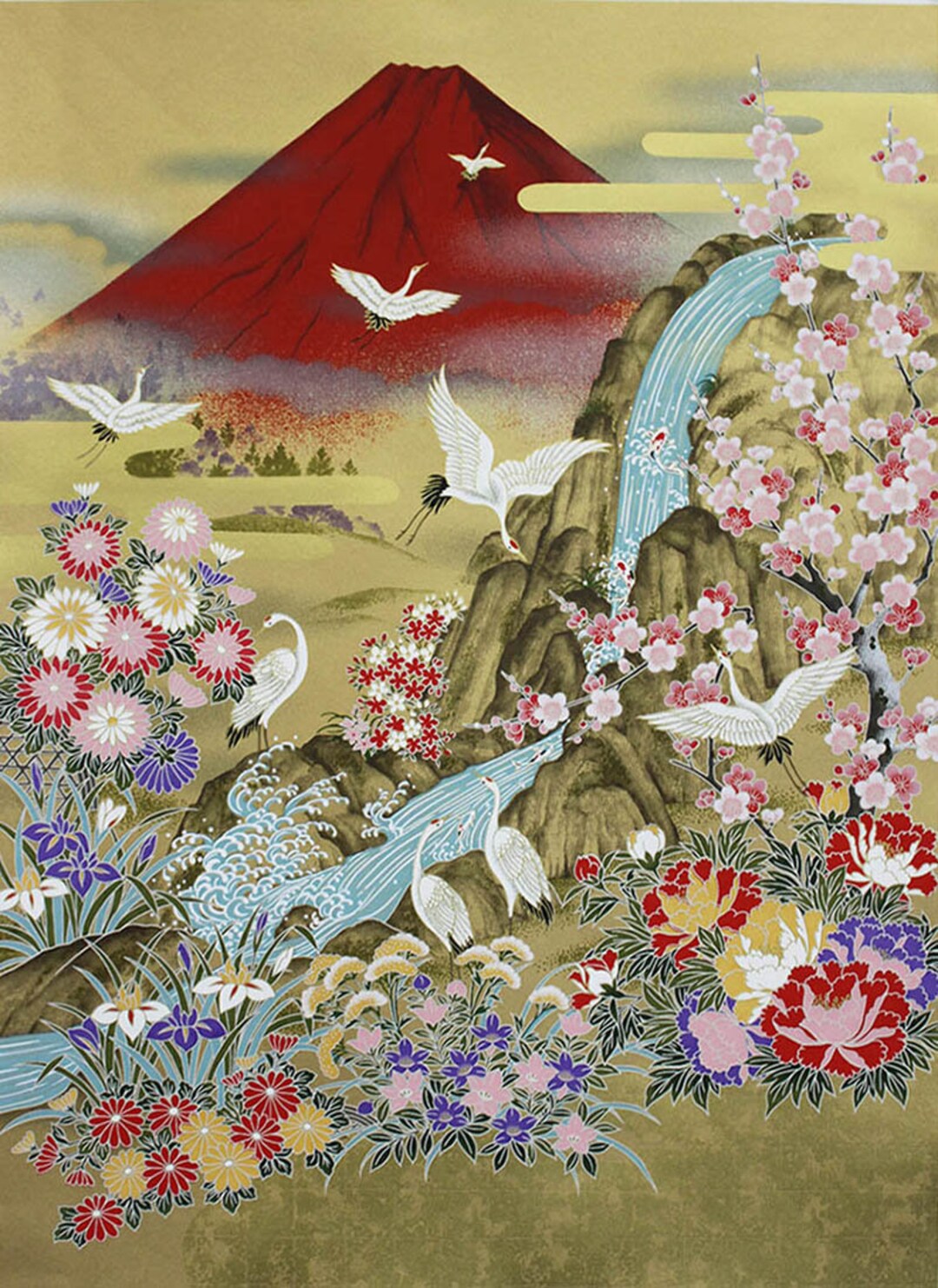 Print - Japanese Hand Silkscreen Sogara Yuzen Print - 62 Cm High 46 Cm ...