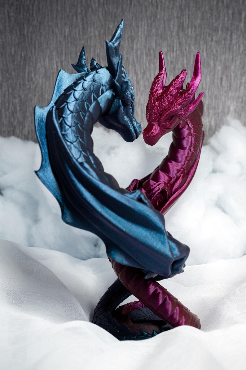 Draconic Bond – 3D Printed Dragon Couple Statue | Fantasy Lovers Gift ...