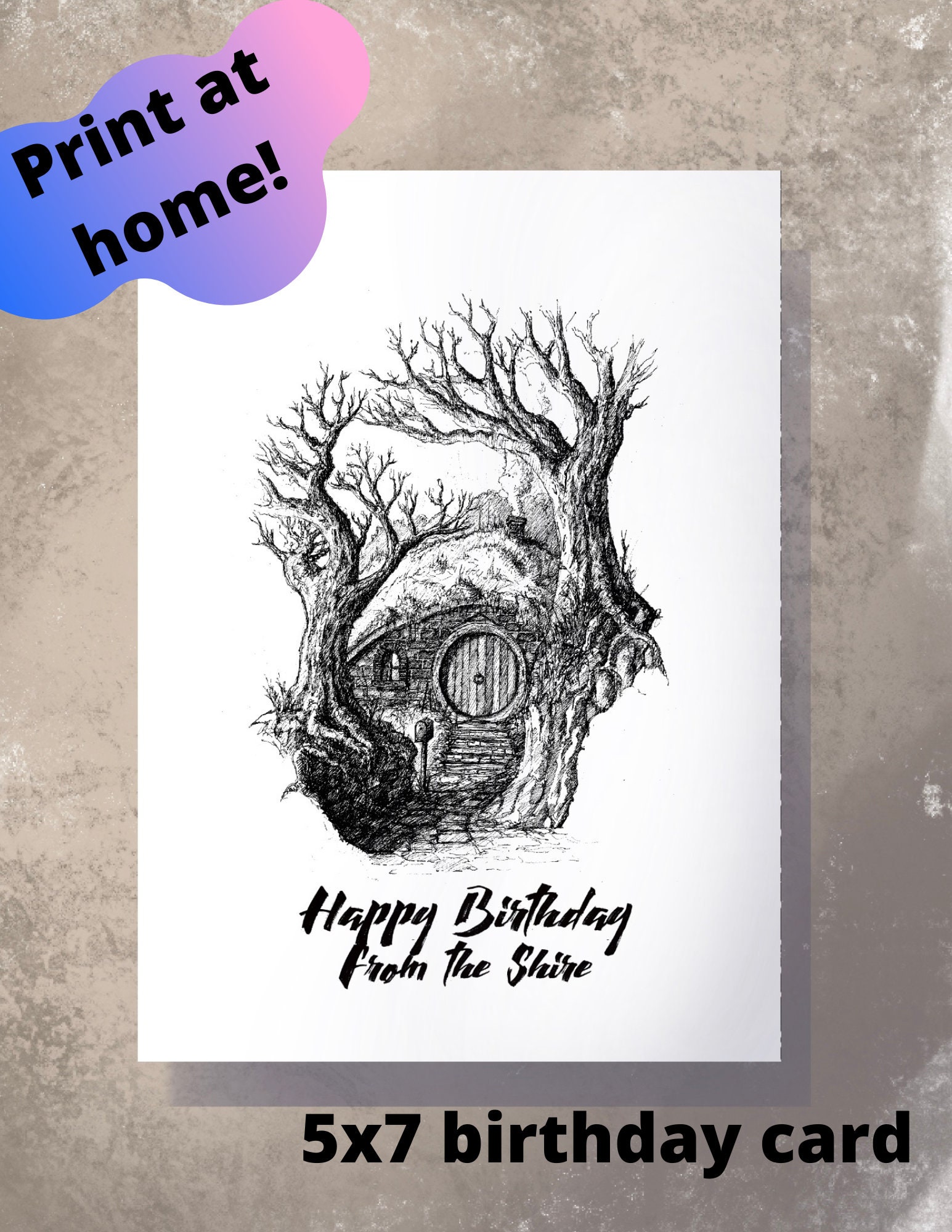 Print Your Own Card: Lord of the Rings Birthday Card Hobbit Inspired ...