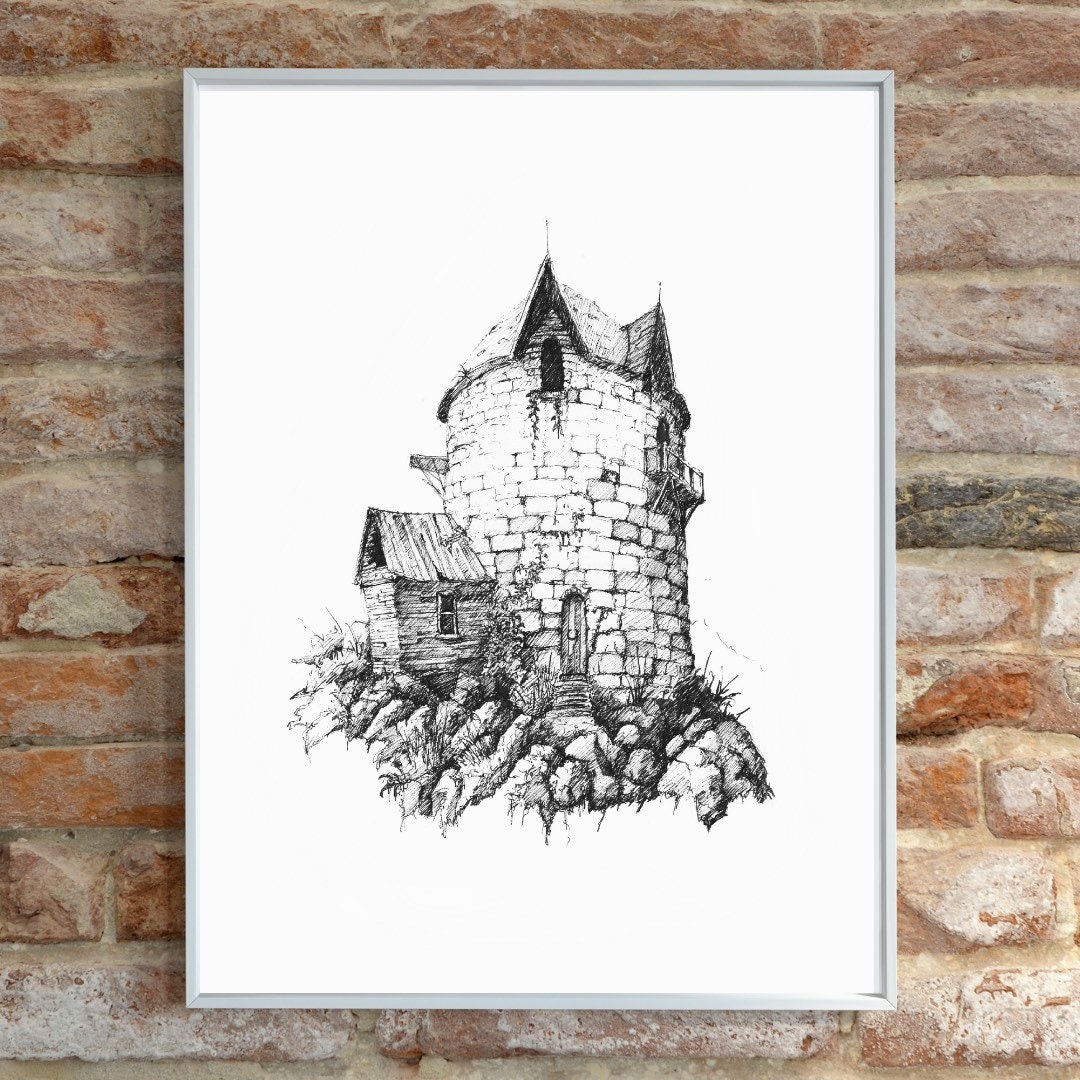 Medieval Tower Drawing