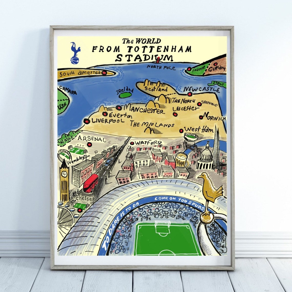 Tottenham Hotspurs Map Collectors football print Premier | Etsy